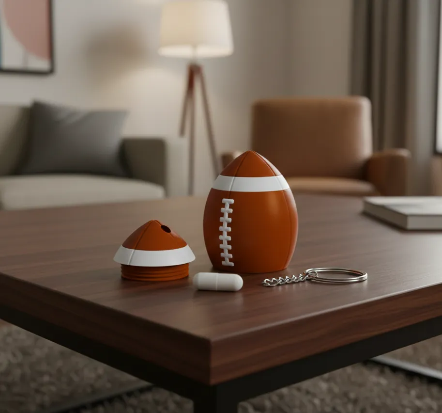 Football keychain pill container - Free 3D Print Model - MakerWorld