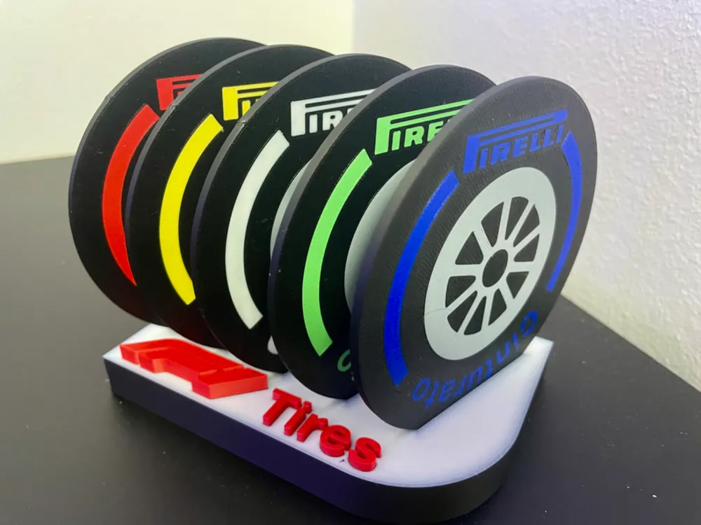 Set coaster F1 tires + holder by Ivan - MakerWorld