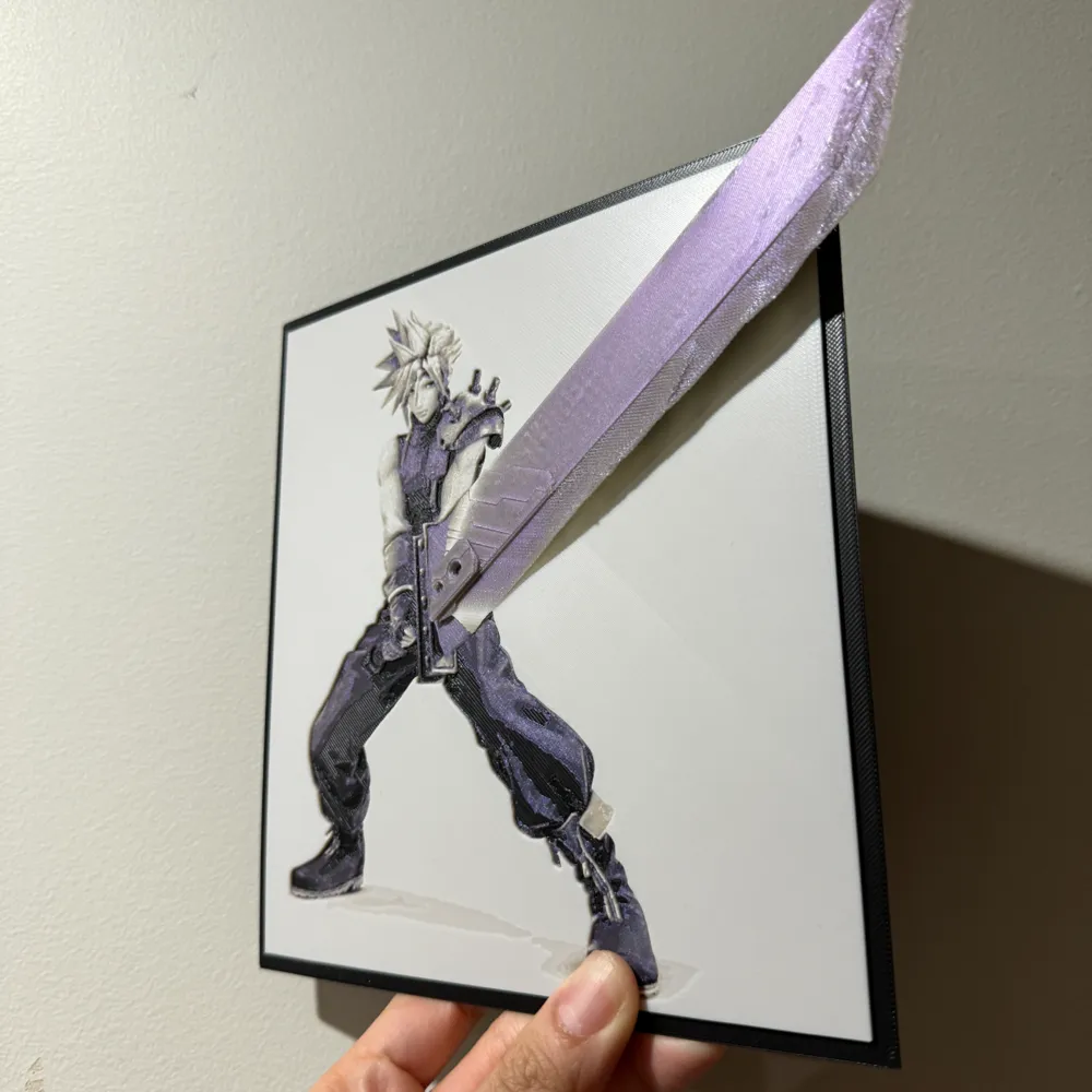 Cloud Strife with Buster Sword Pop Art - Hueforge Hybrid - Free 3D ...