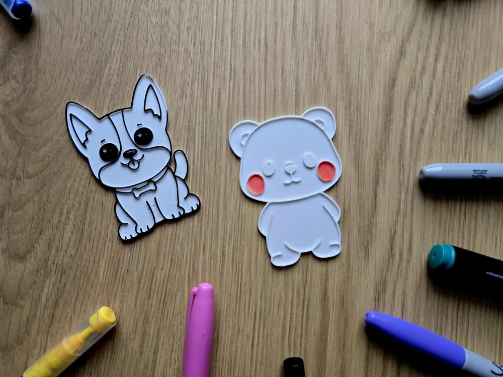 Cute Dog And Bear DIY Coloring Craft - Free 3D Print Model - MakerWorld