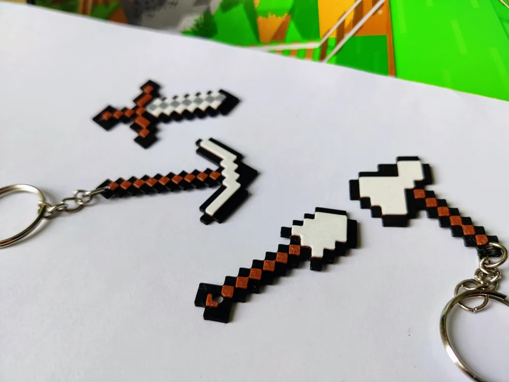 Minecraft Tools Keychains by lalou3D MakerWorld: Download Free 3D Models