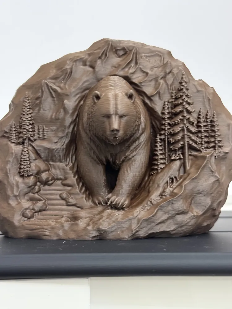 Bear Portrait and Realistic Landscape - Free 3D Print Model - MakerWorld