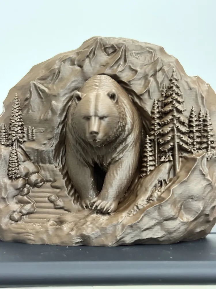 Bear Portrait and Realistic Landscape - Free 3D Print Model - MakerWorld