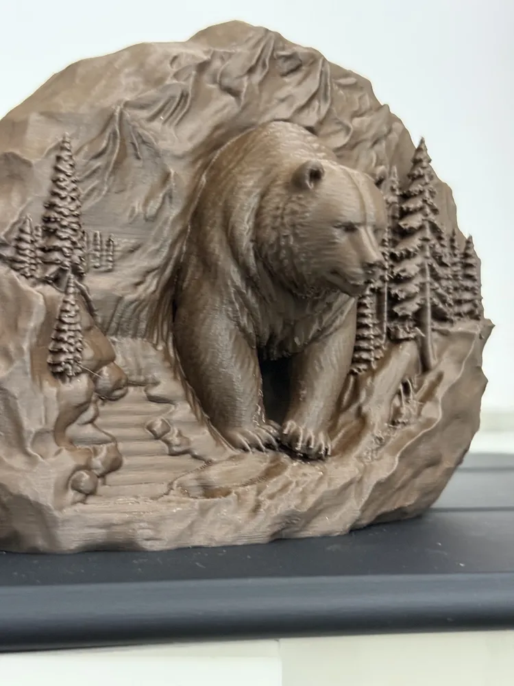 Bear Portrait and Realistic Landscape - Free 3D Print Model - MakerWorld