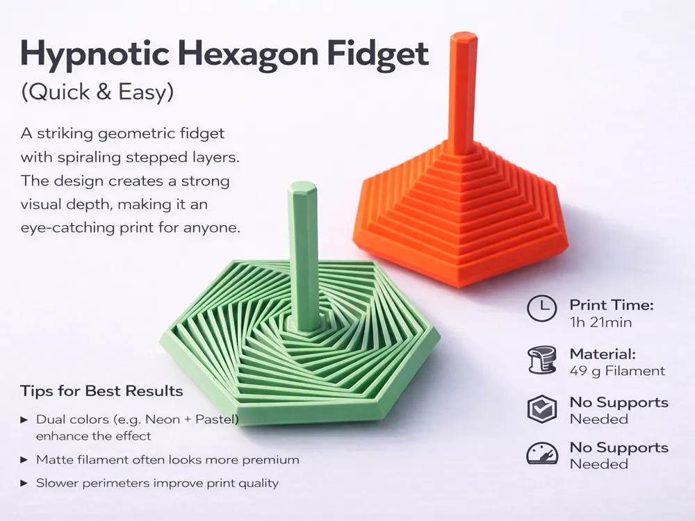 Hypnotic Hexagon Fidget - Free 3D Print Model - MakerWorld