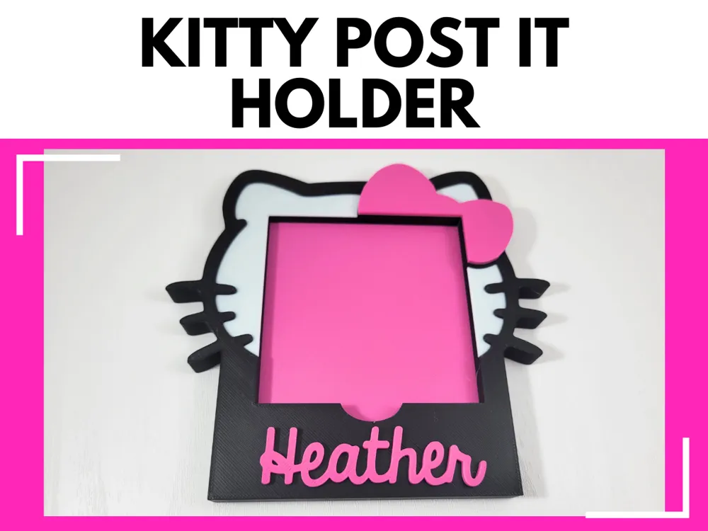 Kitty Post It Note Holder Cat Desk Accessory - Free 3D Print Model ...