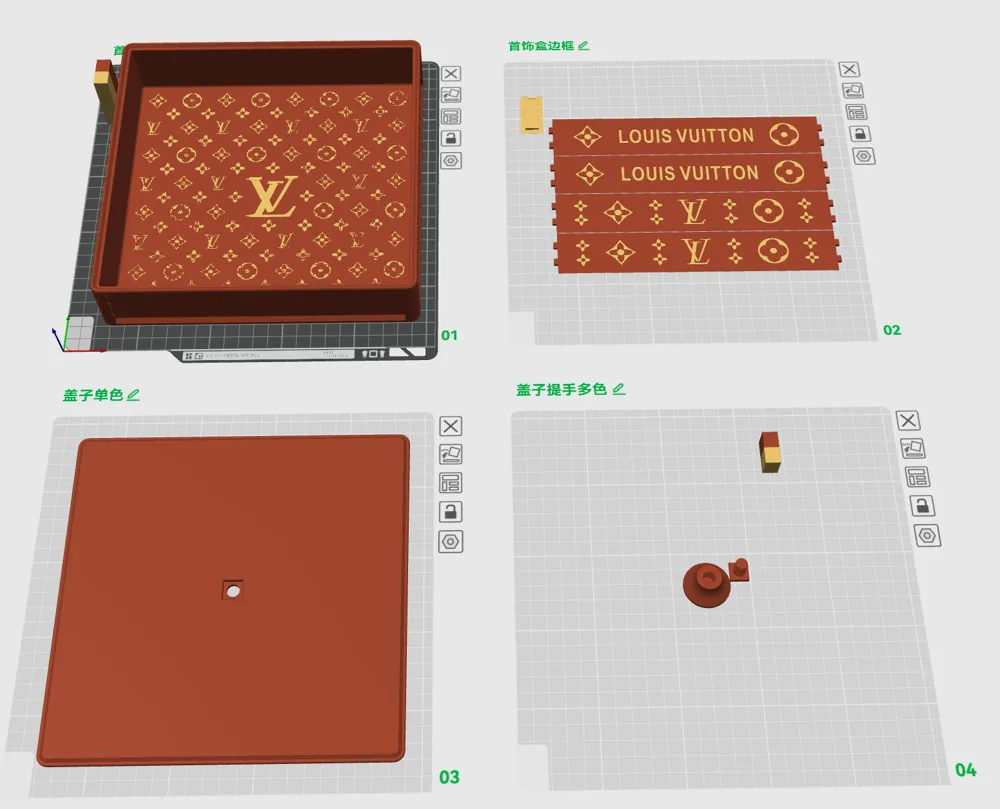 LV Monogram Jewelry Box/Square Model/Stackable - Free 3D Print Model ...