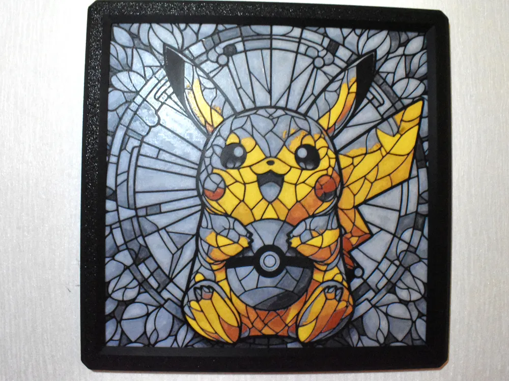 Pikachu Stained Glass Hueforge by Chris B MakerWorld: Download Free 3D ...