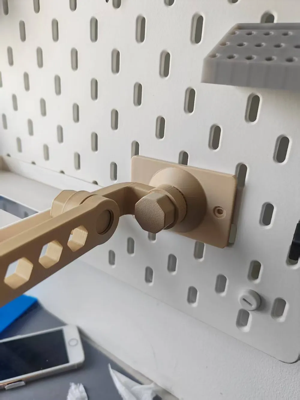 Round holes, square holes, IKEA SKADIS pegboard robotic arm, with ...