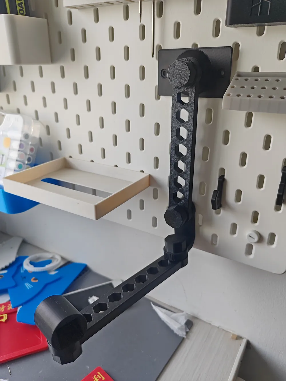 Round holes, square holes, IKEA SKADIS pegboard robotic arm, with ...