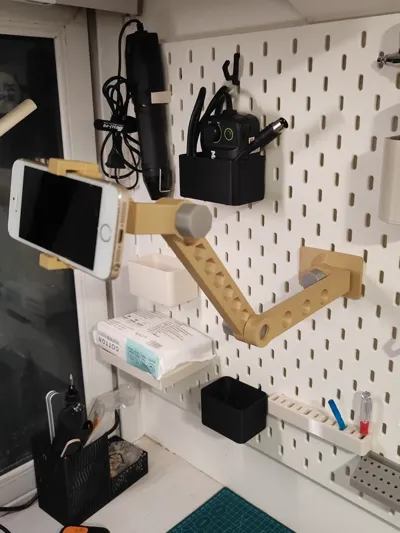 Round holes, square holes, IKEA SKADIS pegboard robotic arm, with ...