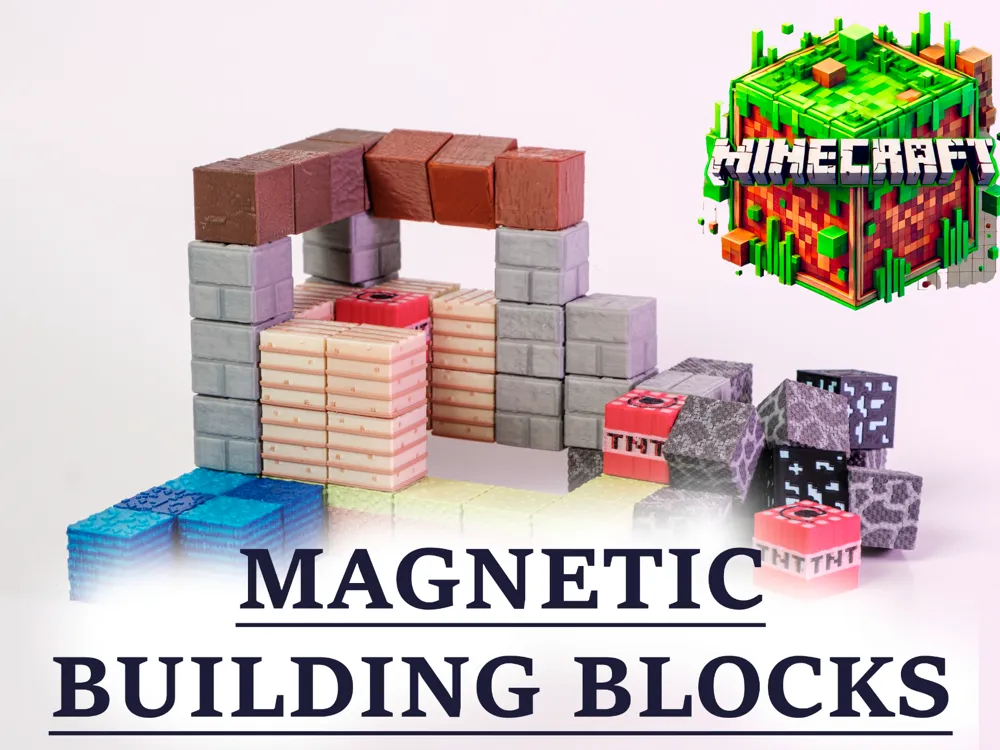 Small Magnetic Minecraft themed blocks by CreeaFabra - MakerWorld