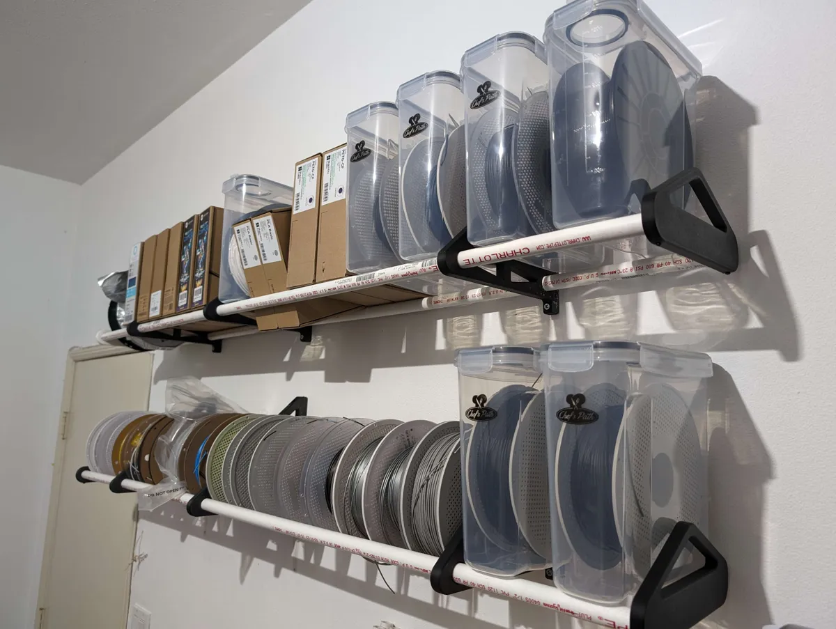 Filament Spool Shelf Brackets (.5" PVC or other ~22mm Pipe) - Free 3D ...
