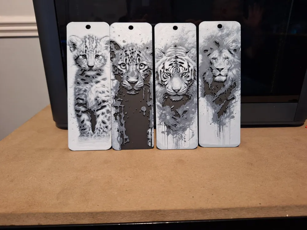 Set of 4 big cats bookmarks by 3dGlow MakerWorld: Download Free 3D Models