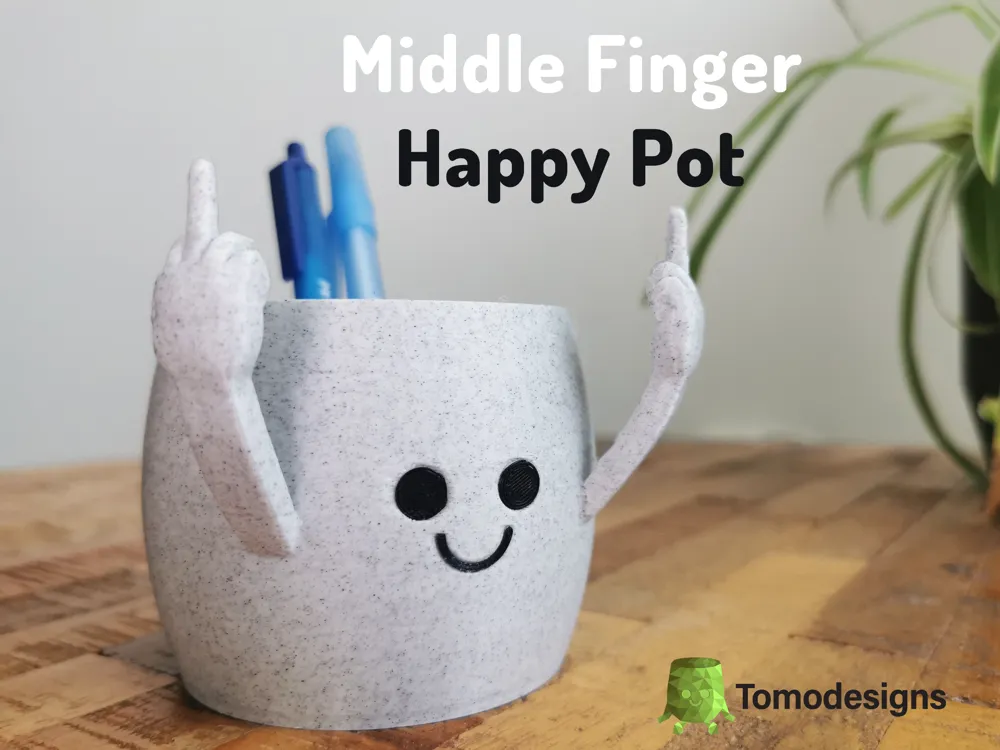 Middle Finger Happy Pot by TomoDesigns - MakerWorld