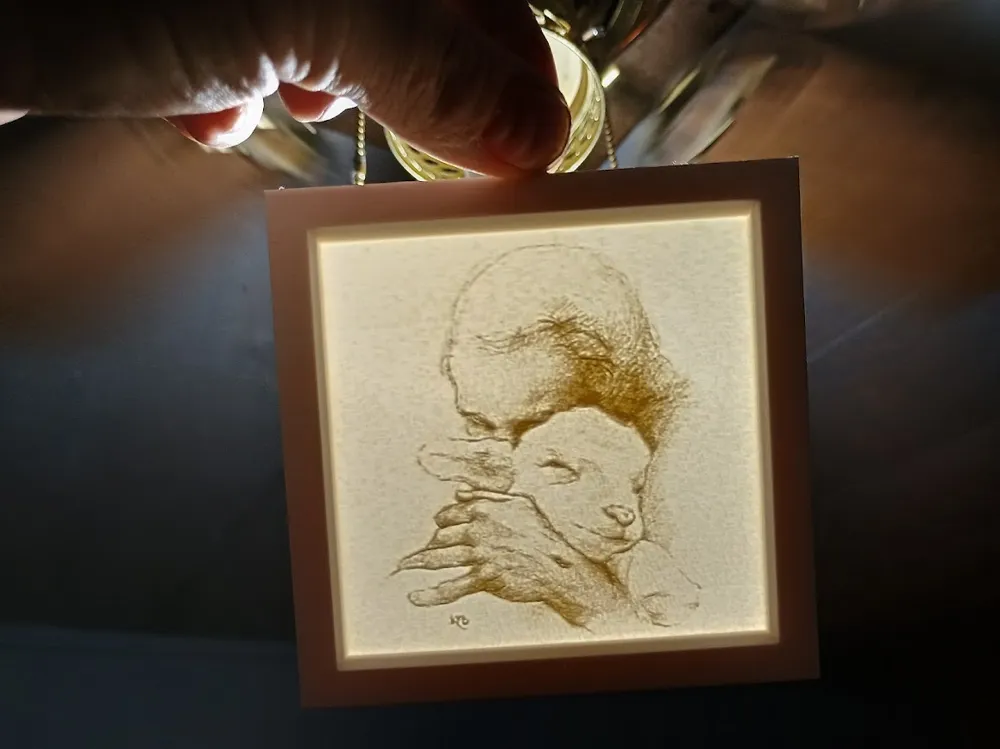 Hanging Lithophane of "Jesus and the Lamb" by Adam Wentworth - MakerWorld