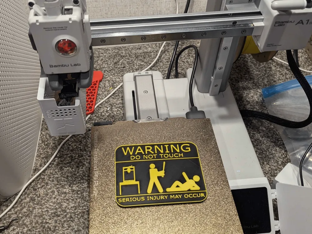 WARNING Do Not Touch 3d Printer Sign (NO AMS) - Free 3D Print Model ...