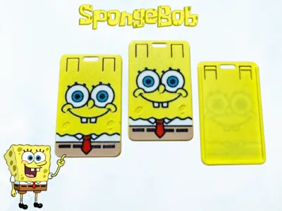 SpongeBob Badge/Card ID Holder Remixed by 3DPrintsMom - MakerWorld