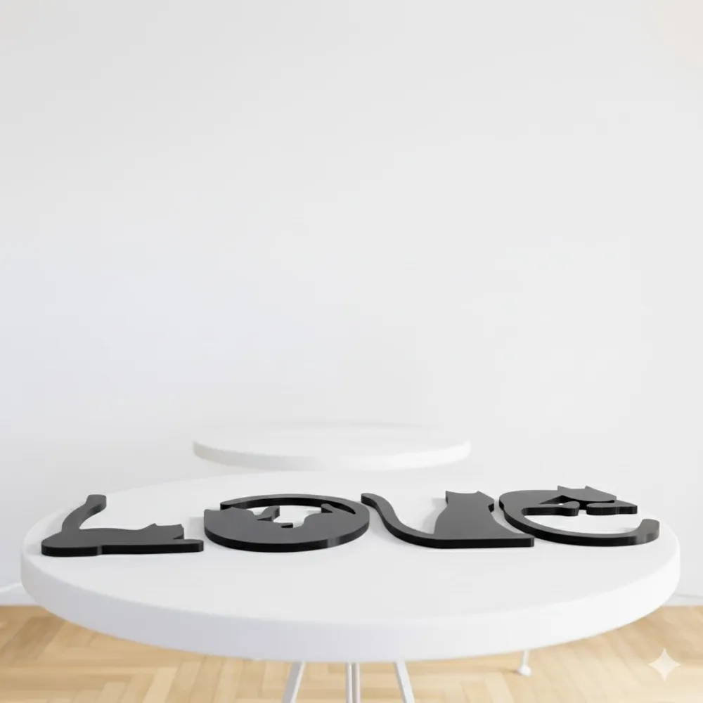 "LOVE" Cat Silhouette Wall Art - Modern Decor - Free 3D Print Model ...