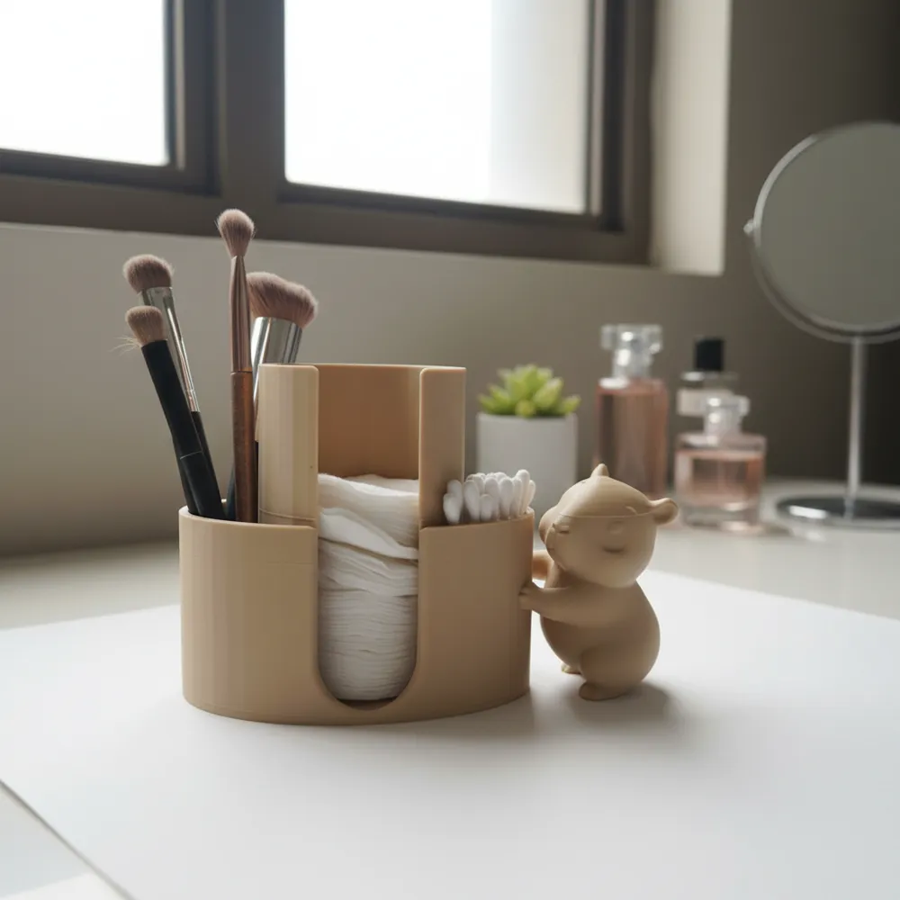 Makeup & Desk Organizer with Capibara - Free 3D Print Model - MakerWorld