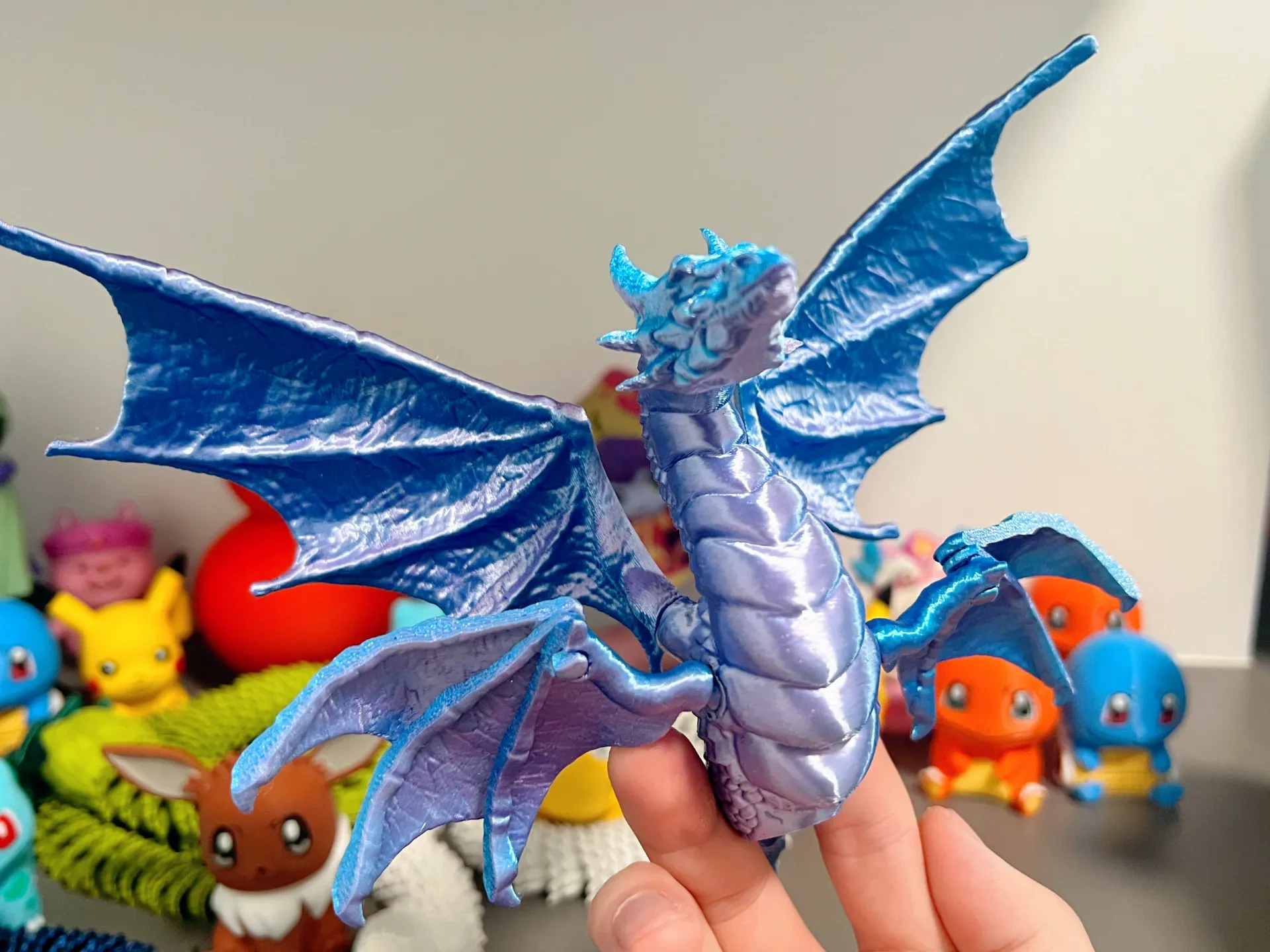 Shan Hai Jing Ming Snake – Articulated Tail and Wings, Dual-Pose Desk Ornament – Handheld with ...