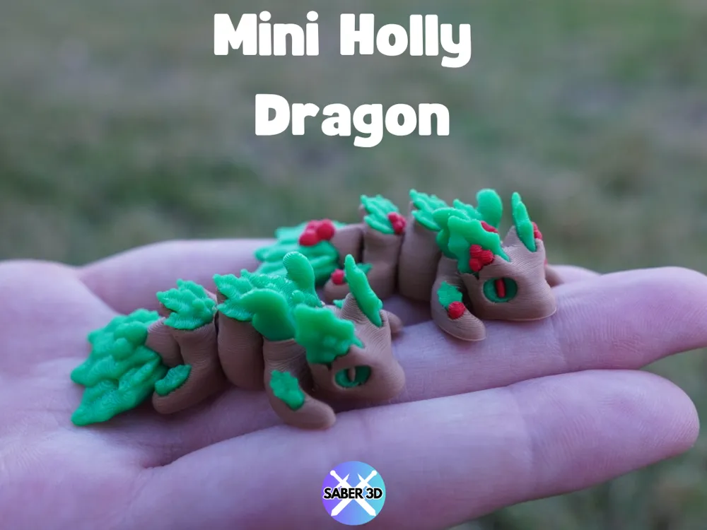 Mini Holly Dragon - Free 3D Print Model - MakerWorld