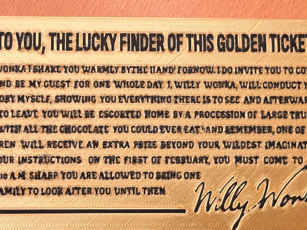 Willy Wonka golden Ticket - with update - Free 3D Print Model - MakerWorld
