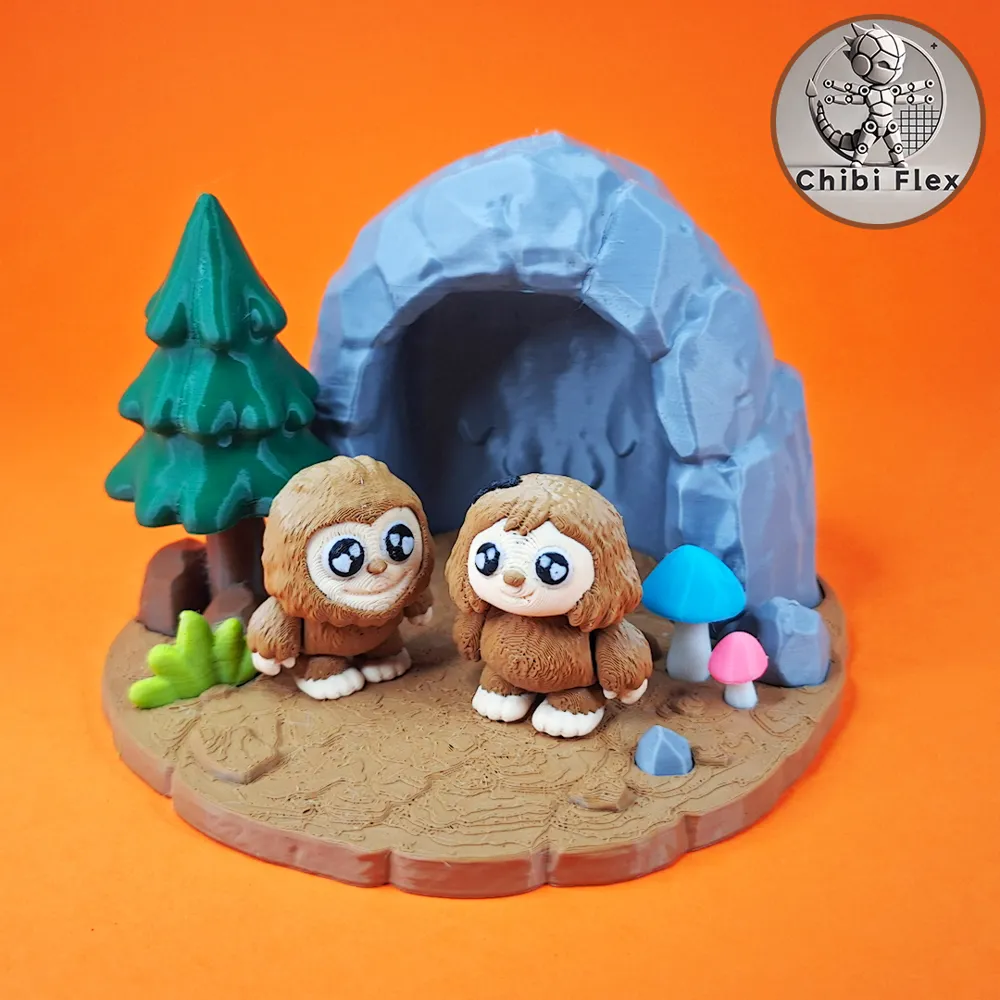 Flexi Baby Mr. & Mrs. Bigfoot & Diorama kit - Free 3D Print Model ...