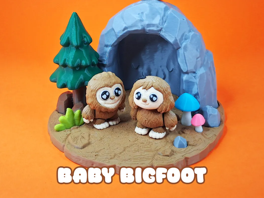 Flexi Baby Mr. & Mrs. Bigfoot & Diorama kit by Chibi Flex MakerWorld ...
