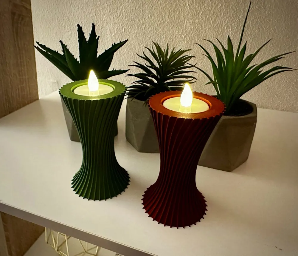 Twisted Hourglass Shaped Pillar Candle Holder by lukas.duus - MakerWorld