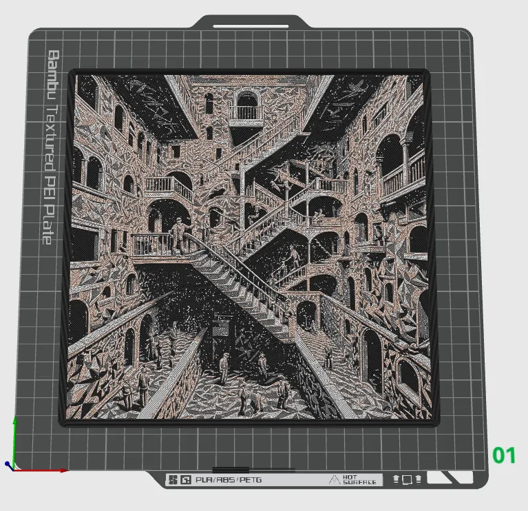 MC Escher "Esque" Hueforge by jc unboxed - MakerWorld