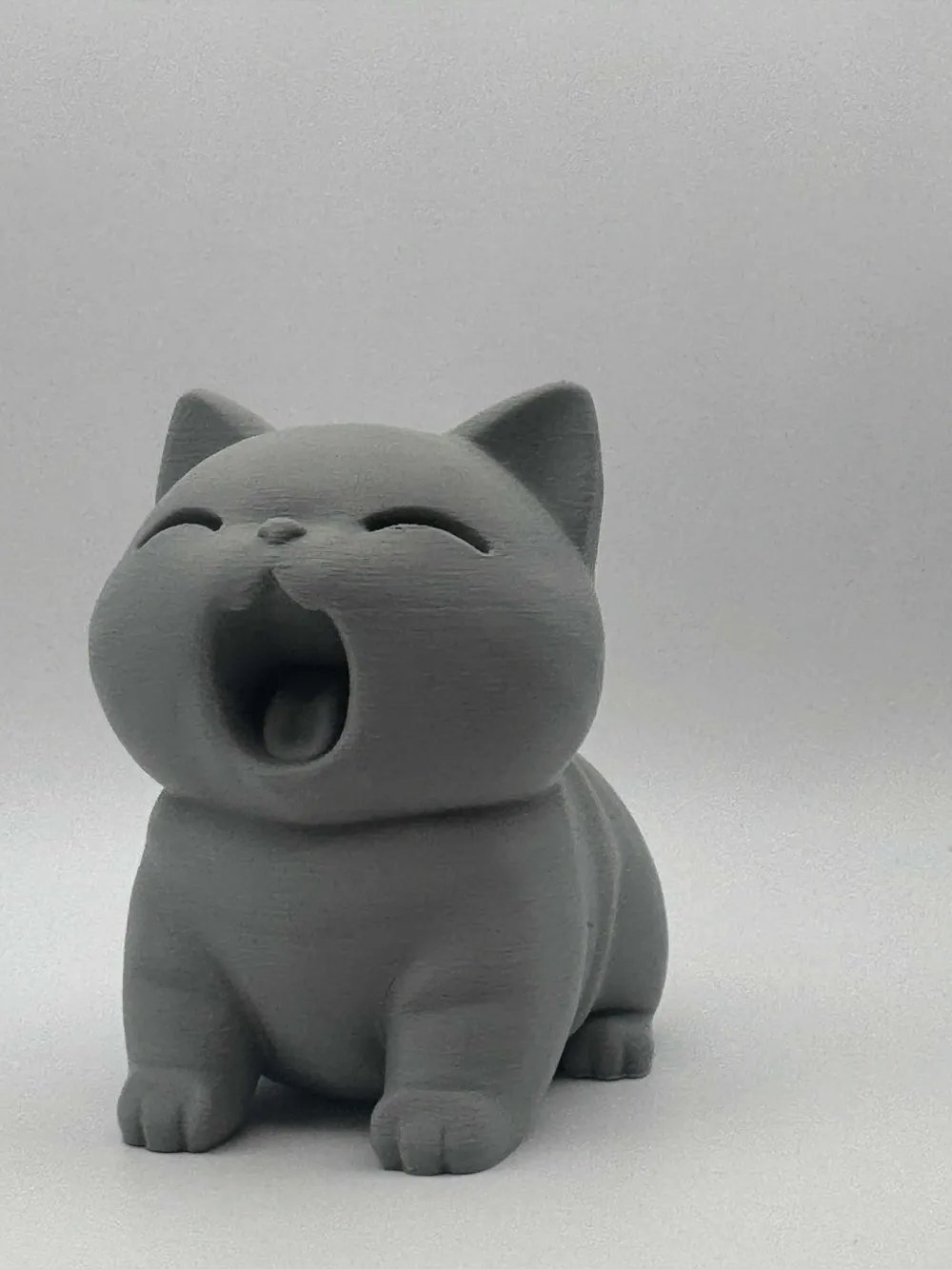 Yawning Cat – Chubby Chibi Figurine - Free 3D Print Model - MakerWorld