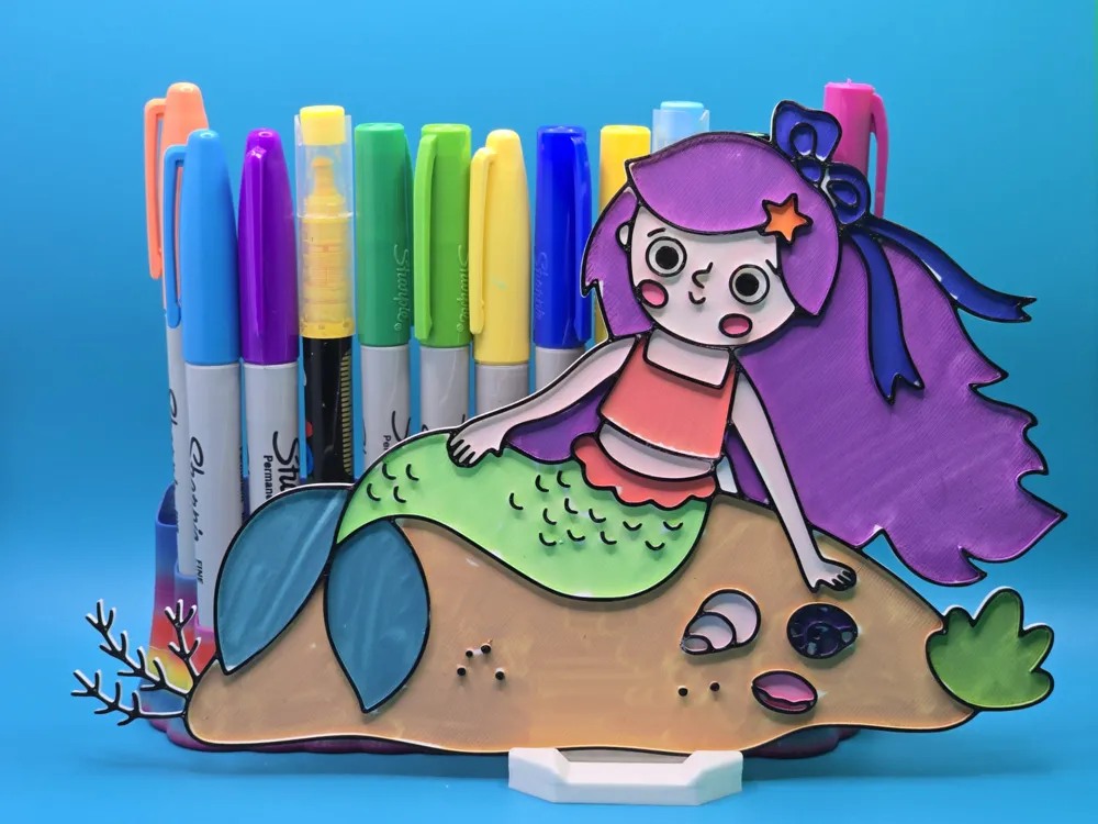 Mermaid On Beach Coloring by Merilno3D MakerWorld: Download Free 3D Models