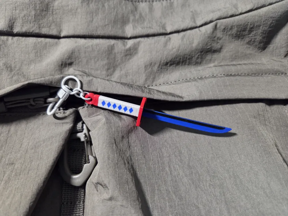 Demon Slayer Giyu Tomioka Blade Keyring - Free 3D Print Model - MakerWorld