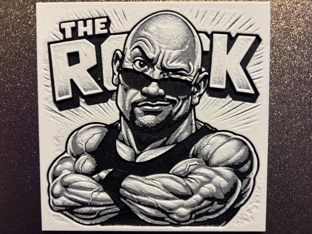 Dwayne The Rock Johnson WWE Cartoon Hueforge - Free 3D Print Model ...