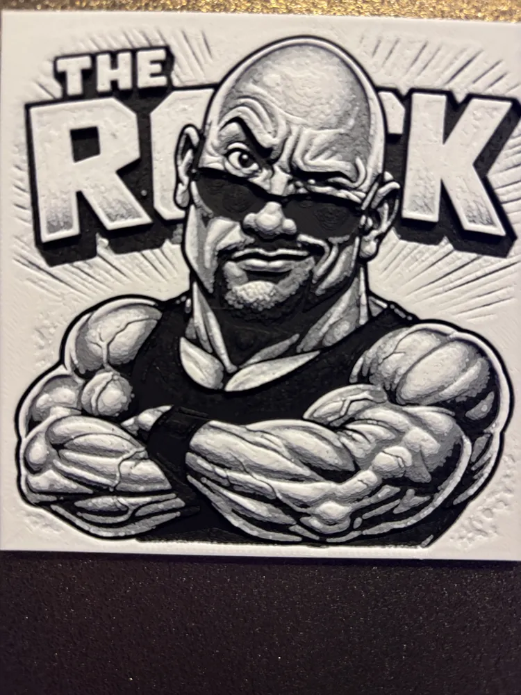 Dwayne The Rock Johnson WWE Cartoon Hueforge - Free 3D Print Model ...