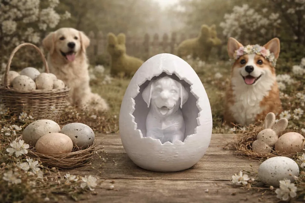 Happy Easter Egg Puppy of Labrador dog. Cute - Free 3D Print Model ...
