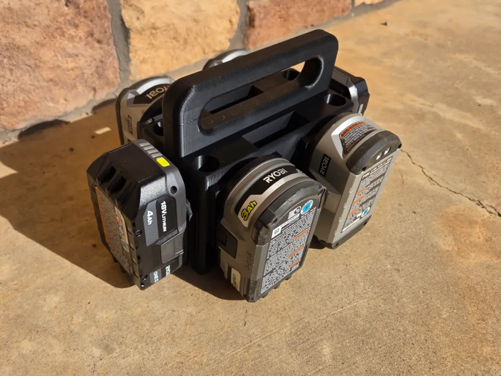 Ryobi Battery Caddy / Holder - 6 Pack v2 - Free 3D Print Model - MakerWorld