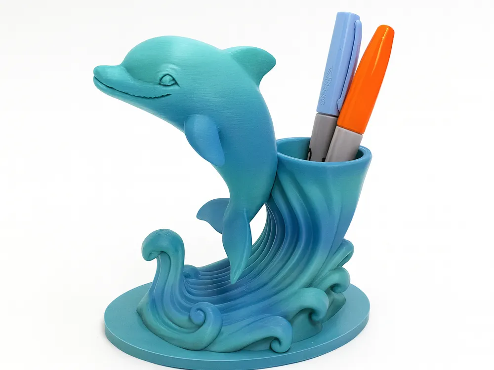 Dolphin Pen Holder / Desk Buddy - Free 3D Print Model - MakerWorld