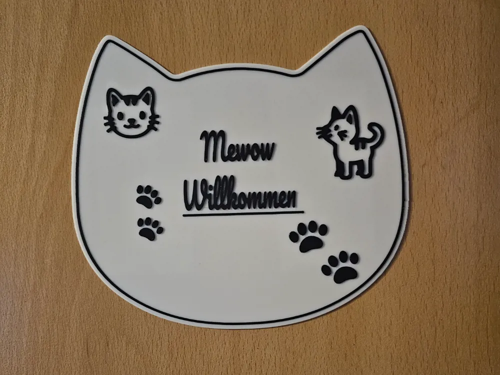 Mewow Welcome Cat Sign by Dave - MakerWorld