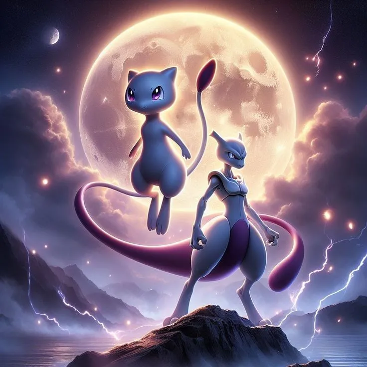 Lithophane pokemon Mew et Mewtwo by angesoso77 - MakerWorld