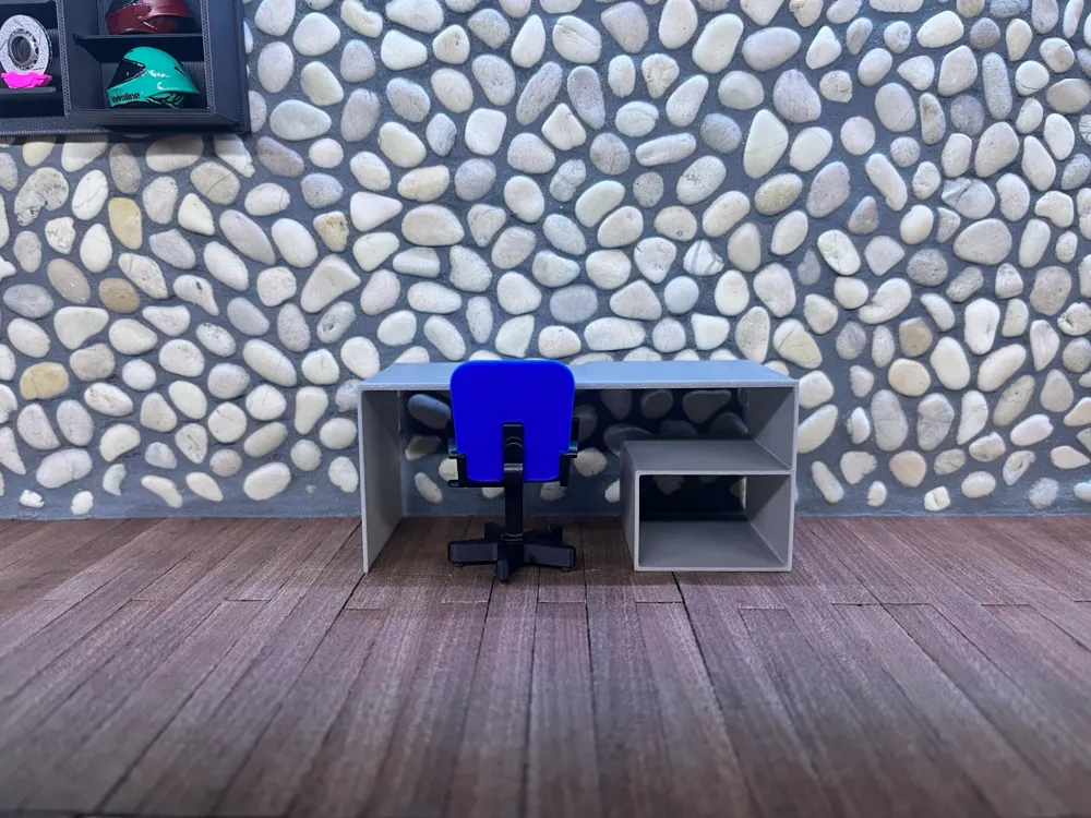 miniature desk + chair 1:18 dollhouse diorama by pierblebee - MakerWorld