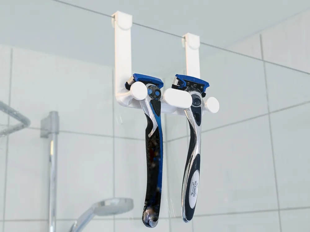 Razor holder (1–3) for 6 mm shower glass - Free 3D Print Model - MakerWorld