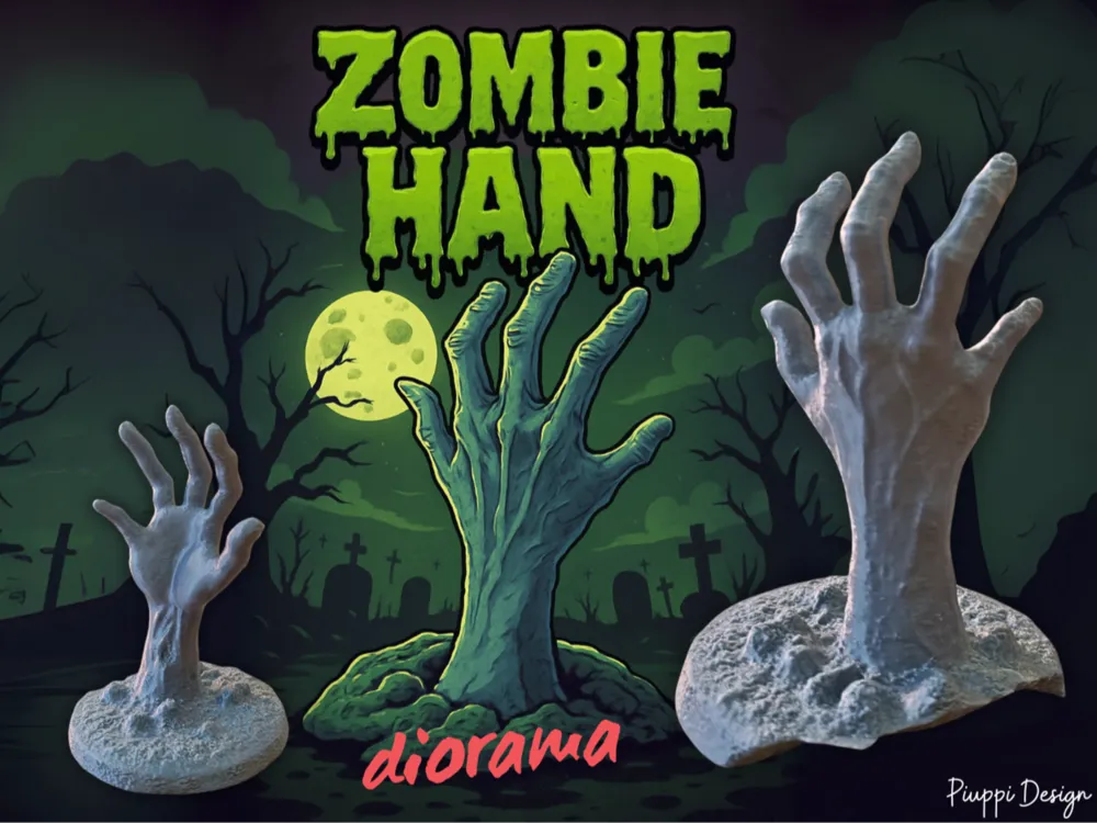 Zombie Hand Diorama - Free 3D Print Model - MakerWorld