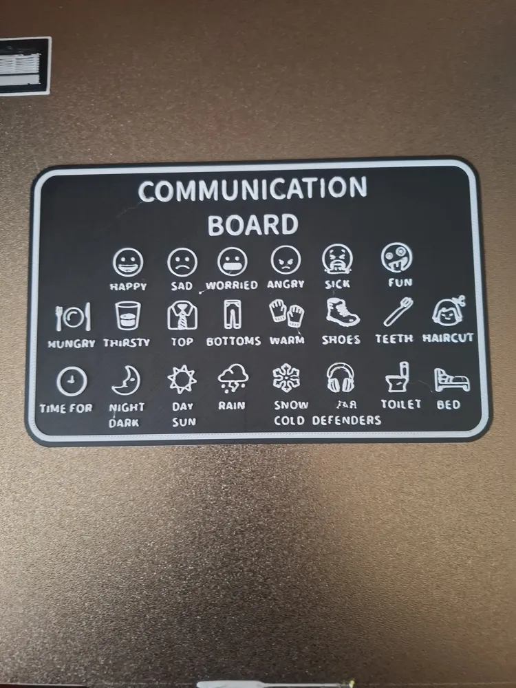Communication board for autism/additional needs - Free 3D Print Model ...