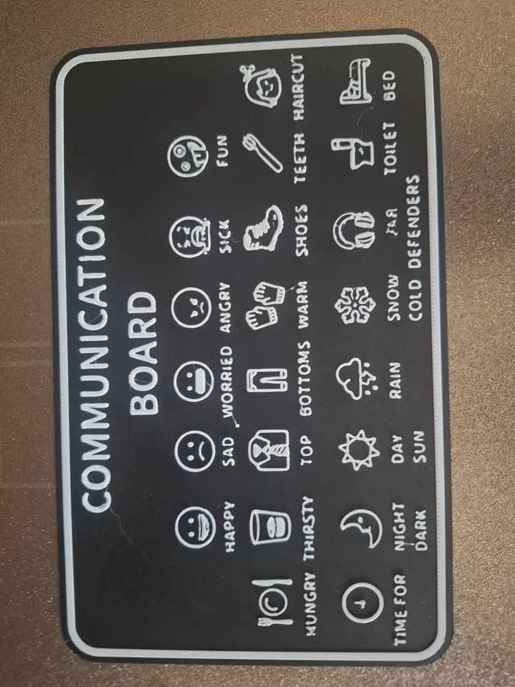 Communication board for autism/additional needs - Free 3D Print Model ...