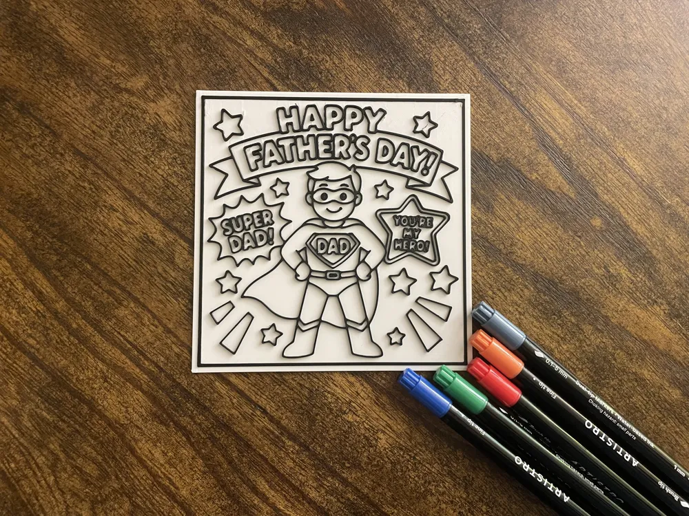 Superhero Father's Day Coloring Page - Free 3D Print Model - MakerWorld