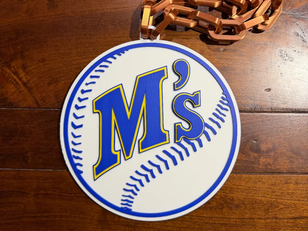 Seattle Mariners Oversized Necklace Retro M's Logo by 3D River Designs ...