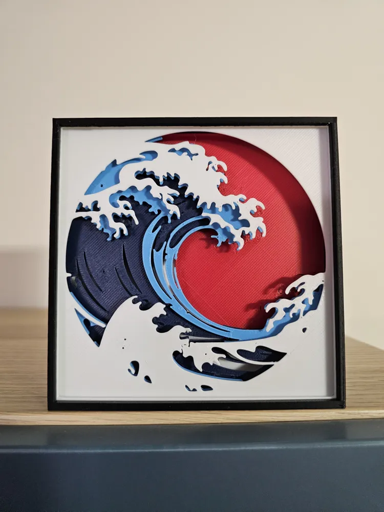 The Great Wave Shadowbox by Marchezz MakerWorld: Download Free 3D Models