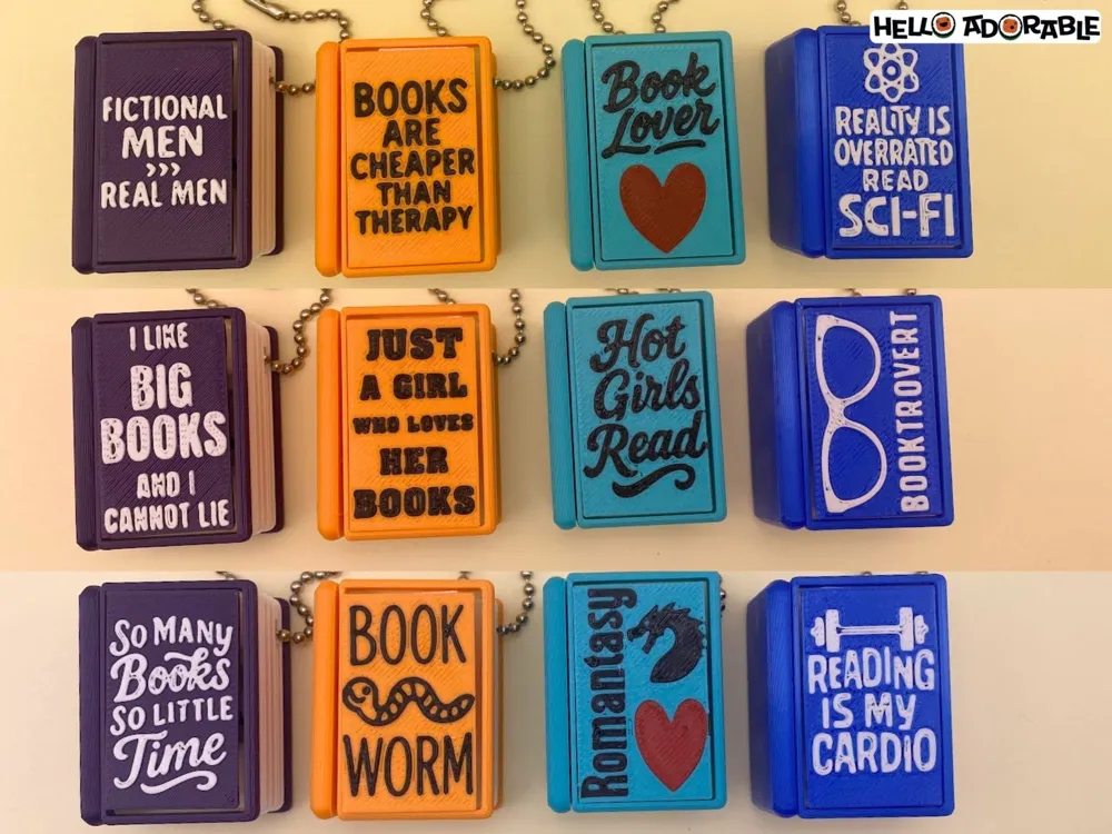 Book Lover Clicker Fidget Toy (Keychain Option) - Free 3D Print Model ...